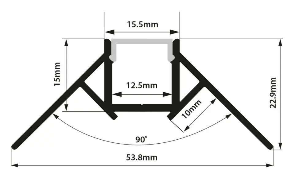 Aluminium Channel Profile Extrusion Plaster-in Corner For LED Ribbon ...