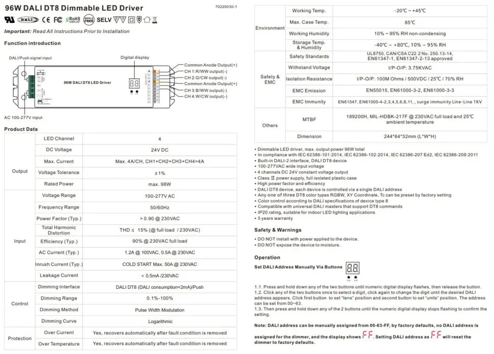 meanwell HLG-80H LED Constant Voltage Power Supply PSU For LED