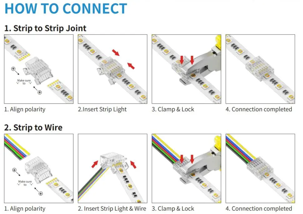 LED Maxi Clip Ribbon Tape Solderless Connectors | GHS Special Projects